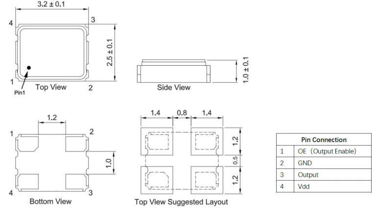8MHz有源晶振SMD3225规格与电气参数 | 深圳市晶诺威科技有限公司